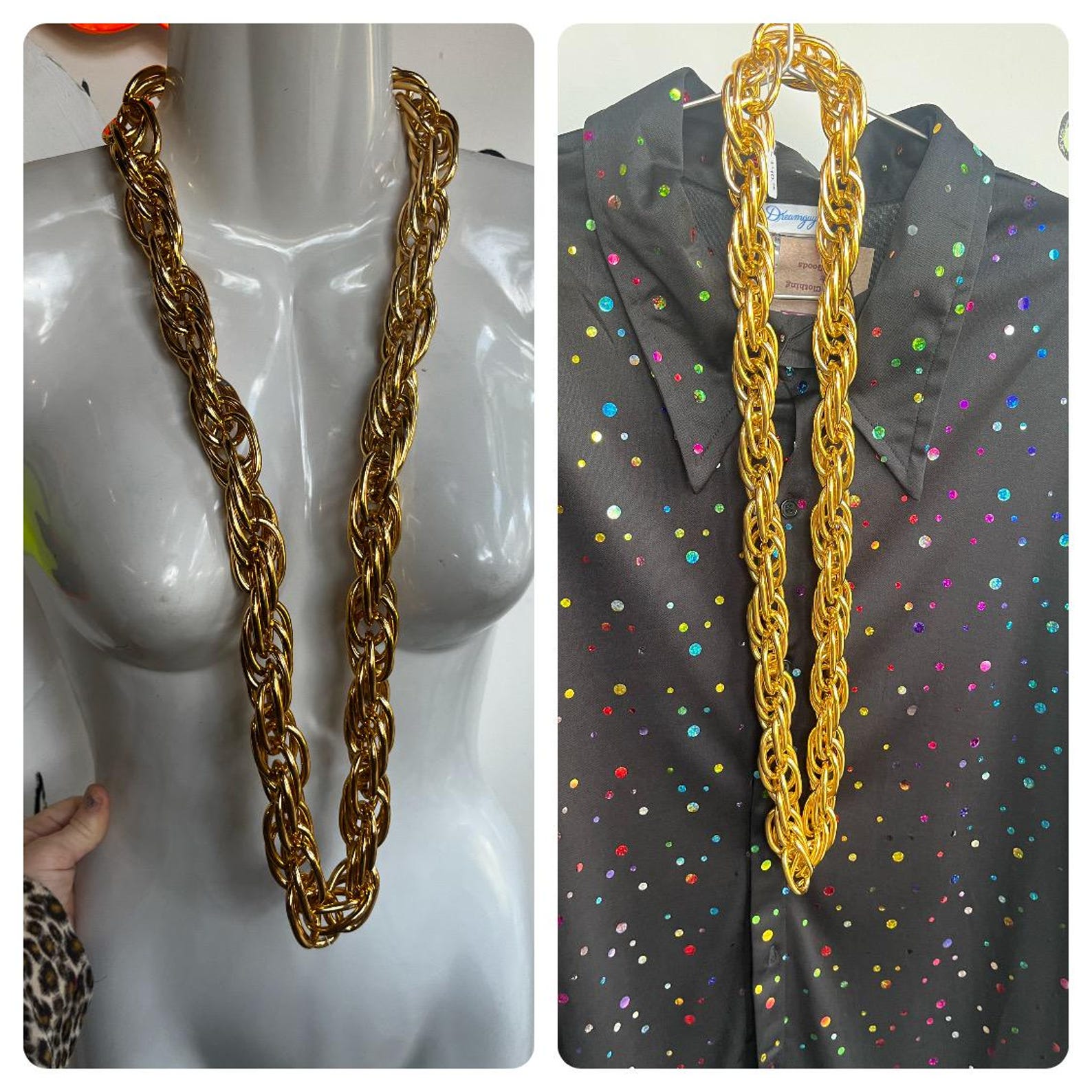 Vintage Gold Chain Pimp Necklace 70s Disco Hip Hop Pimp Daddy Costume ...