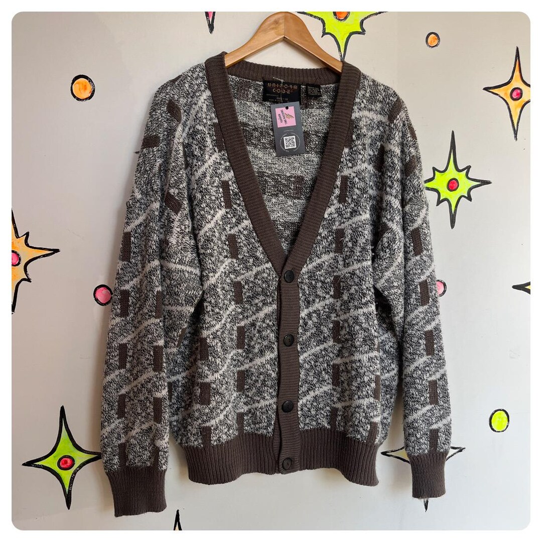 Vintage 90s Oversized Chunky Cozy Fuzzy Emo Grunge Cardigan Sweater XL ...