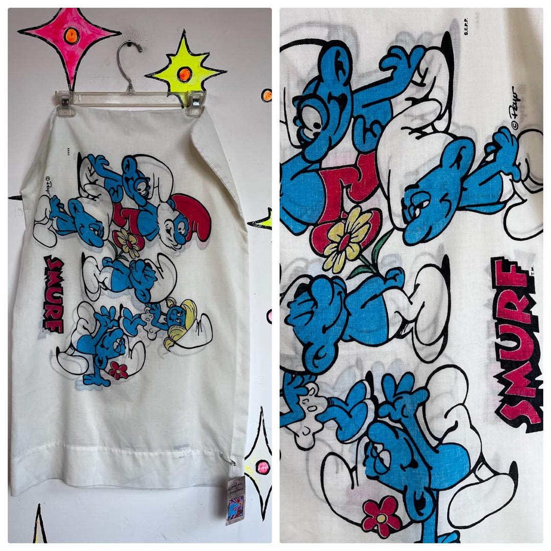 Vintage Smurfs Pillowcase – 80s Cartoon Bedding – Retro Nostalgia Room ...