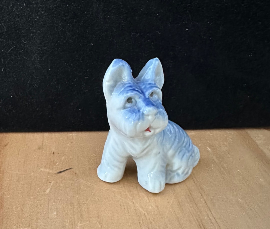 Vintage Miniature Schnauzer Light Blue Ceramic Dog Figure - Etsy