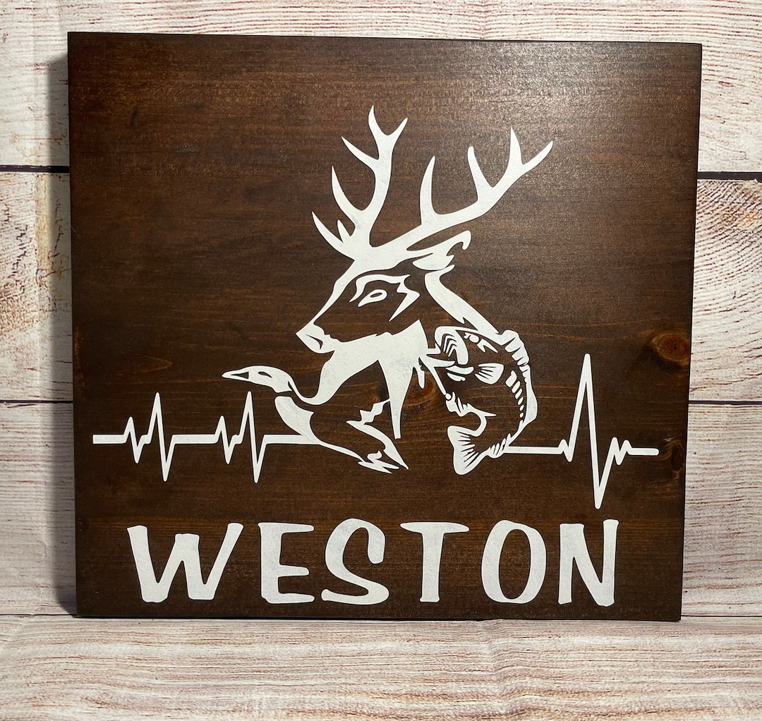 Personalized Custom Wood Name Sign, Deer, Duck, and Fish. Hunting Decor ...