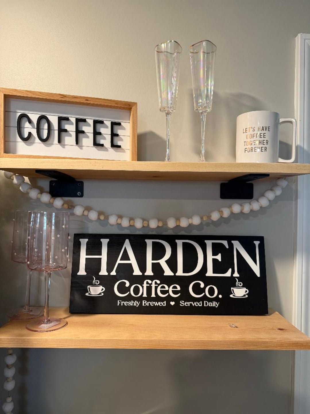 Personalized Coffee Bar Wood Sign, Coffee Shop, Kitchen Wall Decor ...