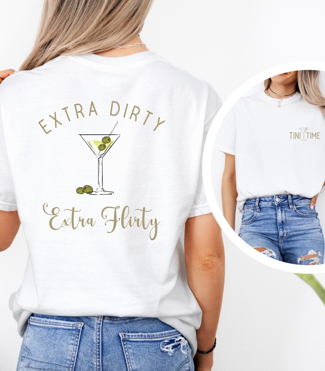Extra Dirty Extra Flirty Martini T-shirt Funny Girl Cocktail Tee ...