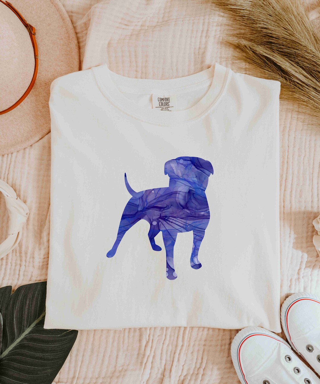 Royal Blue Pit Bull Pitty Staffy Silhouette Alcohol Ink Marble Navy ...