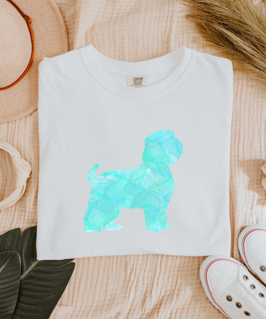 Aqua Blue Shih Tzu Silhouette Alcohol Ink Marble Multicolor Heavy ...