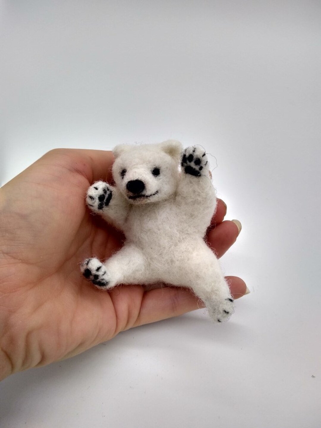 Little Polar Bear Felted Cute Natural Felt Wool Lars One Bear Baby ...