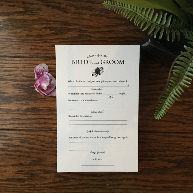 Advice for the Bride and Groom Cards - Etsy