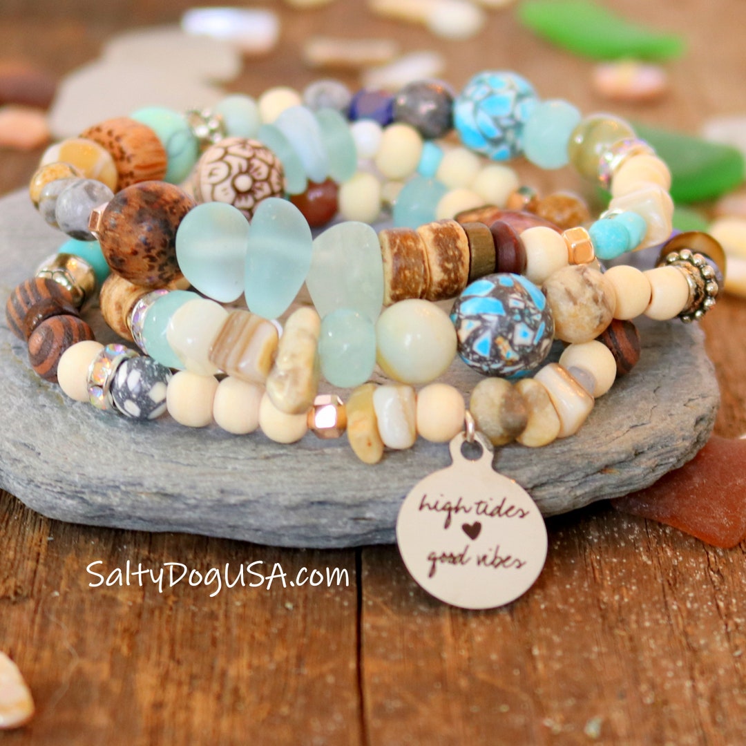Woman's Beachy Boho Charm Bracelet, Birthday Gift, Shell Ocean Charm ...