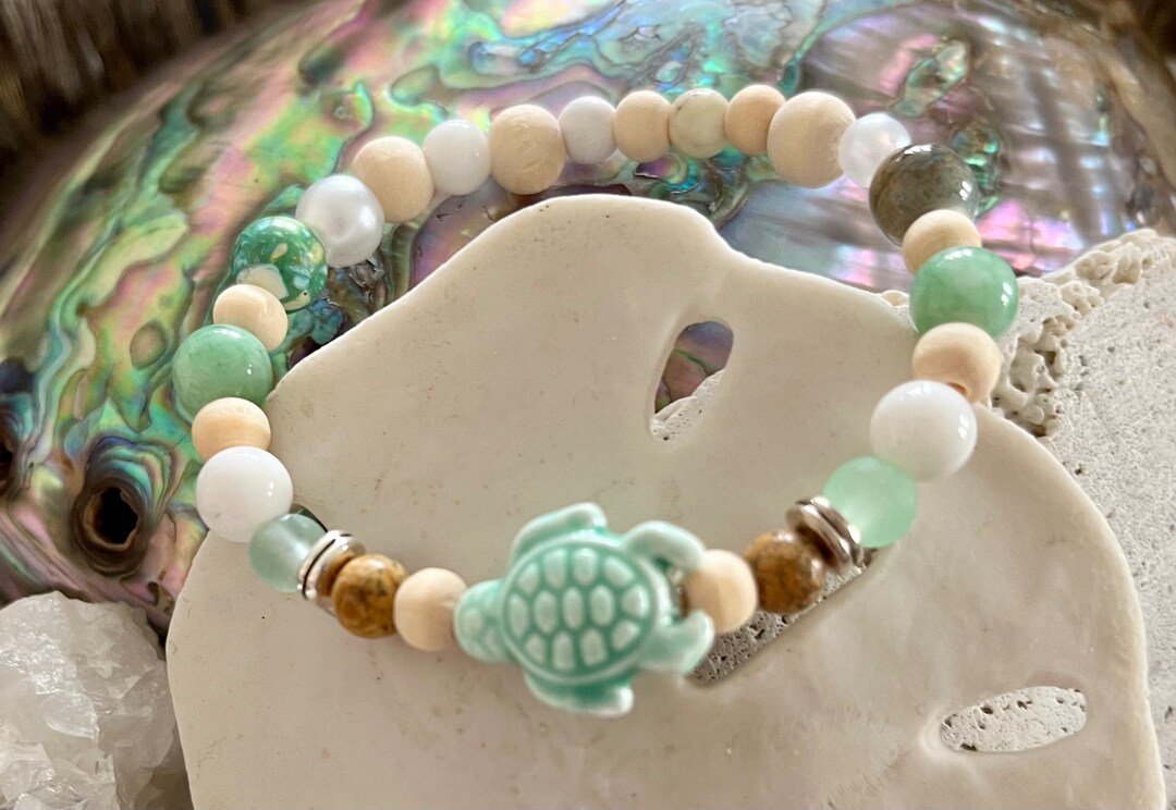 Woman's SEA TURTLE Bead BRACELET Beachy Ocean Turtle Bracelet Save ...