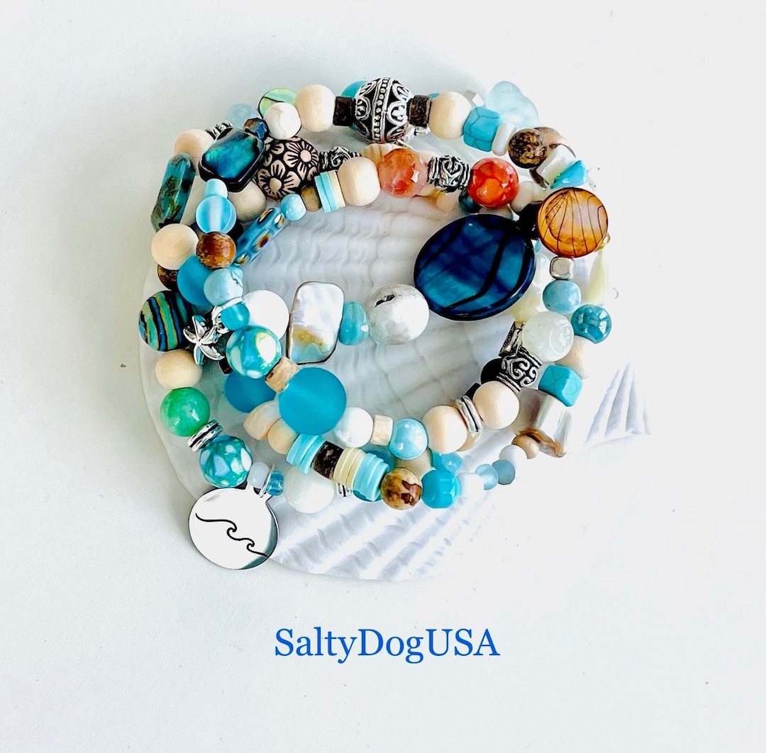 Beachy Boho Wave Charm Bracelet, Surfer Wave Bracelet for Women, Ocean ...