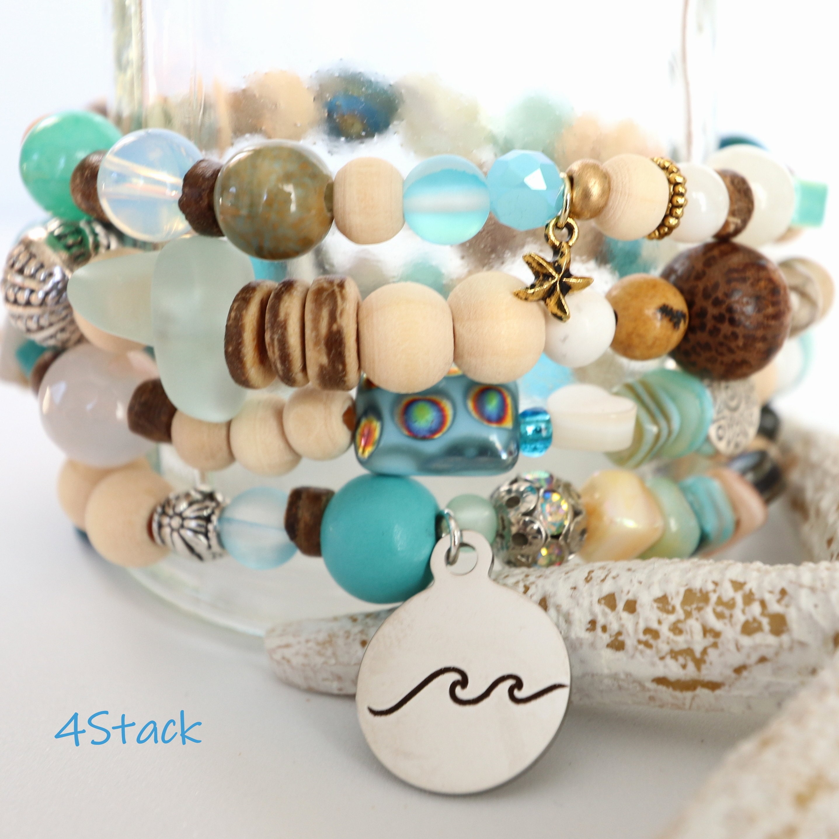 Make Five of your own stretchy Ocean Themed Bracelets DIY Sea Glass and ...