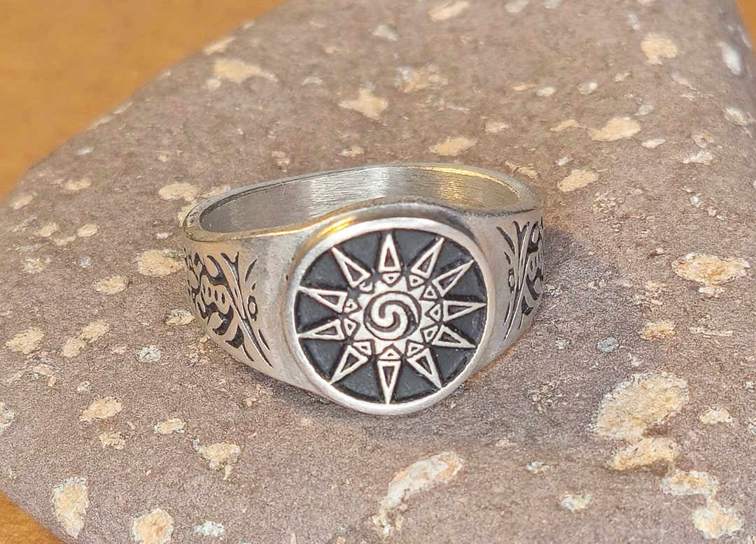 Aztec Sun Ring-piedra Del Sol-sun Stone-mayan, Incan, and Aztec Jewelry ...