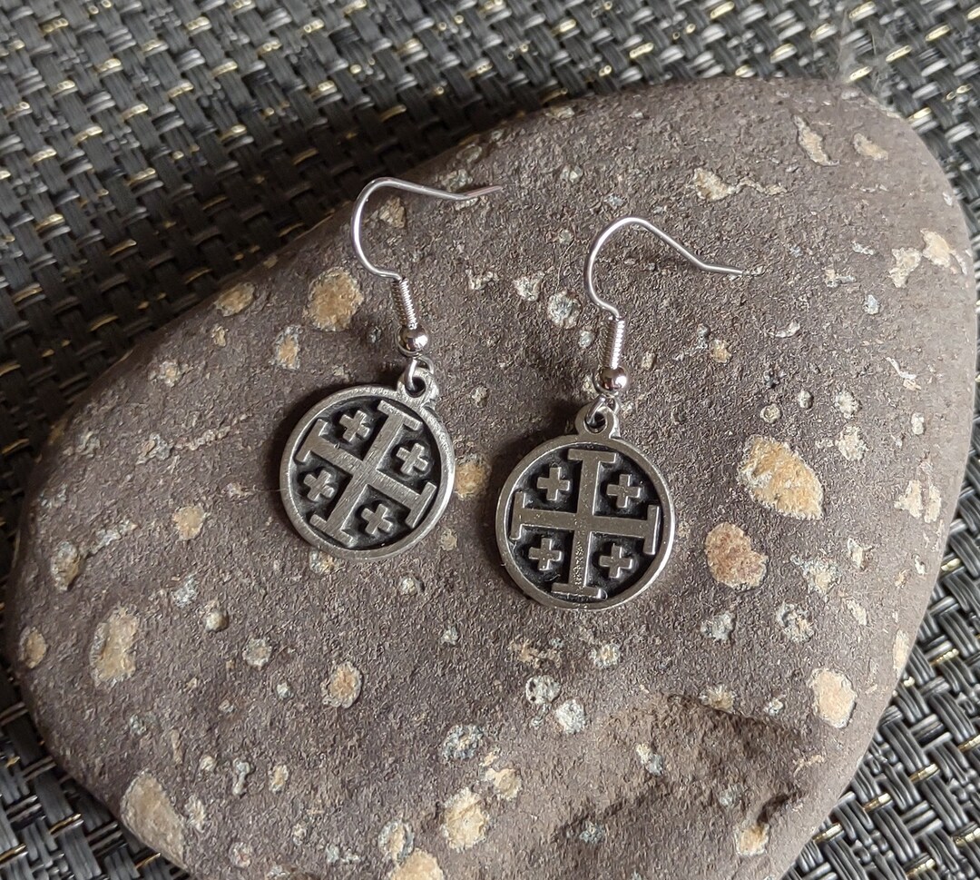 Jerusalem Cross Earrings Five Fold Cross Cross and Crosslets Jewelry - Etsy