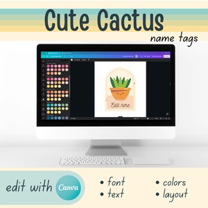 Cactus and Succulents Classroom Name Tags, Editable Canva Template ...