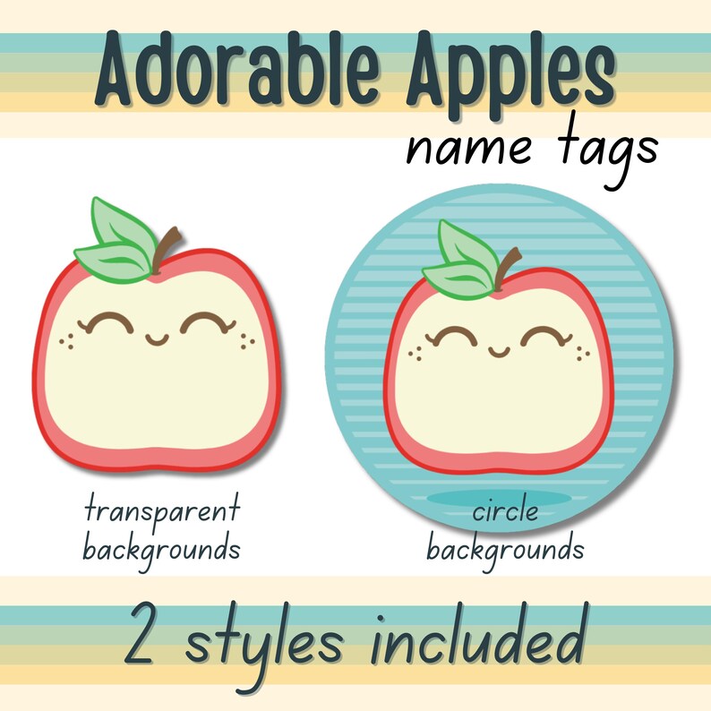 Cute Apples Classroom Name Tags, Editable Canva Template, Printable ...