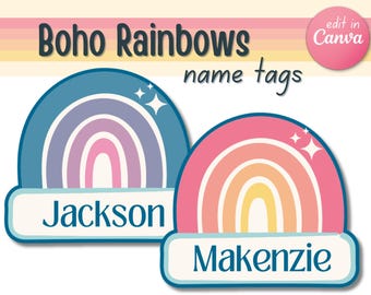 Classroom Name Tags Template Rainbow Editable Printable Classroom ...