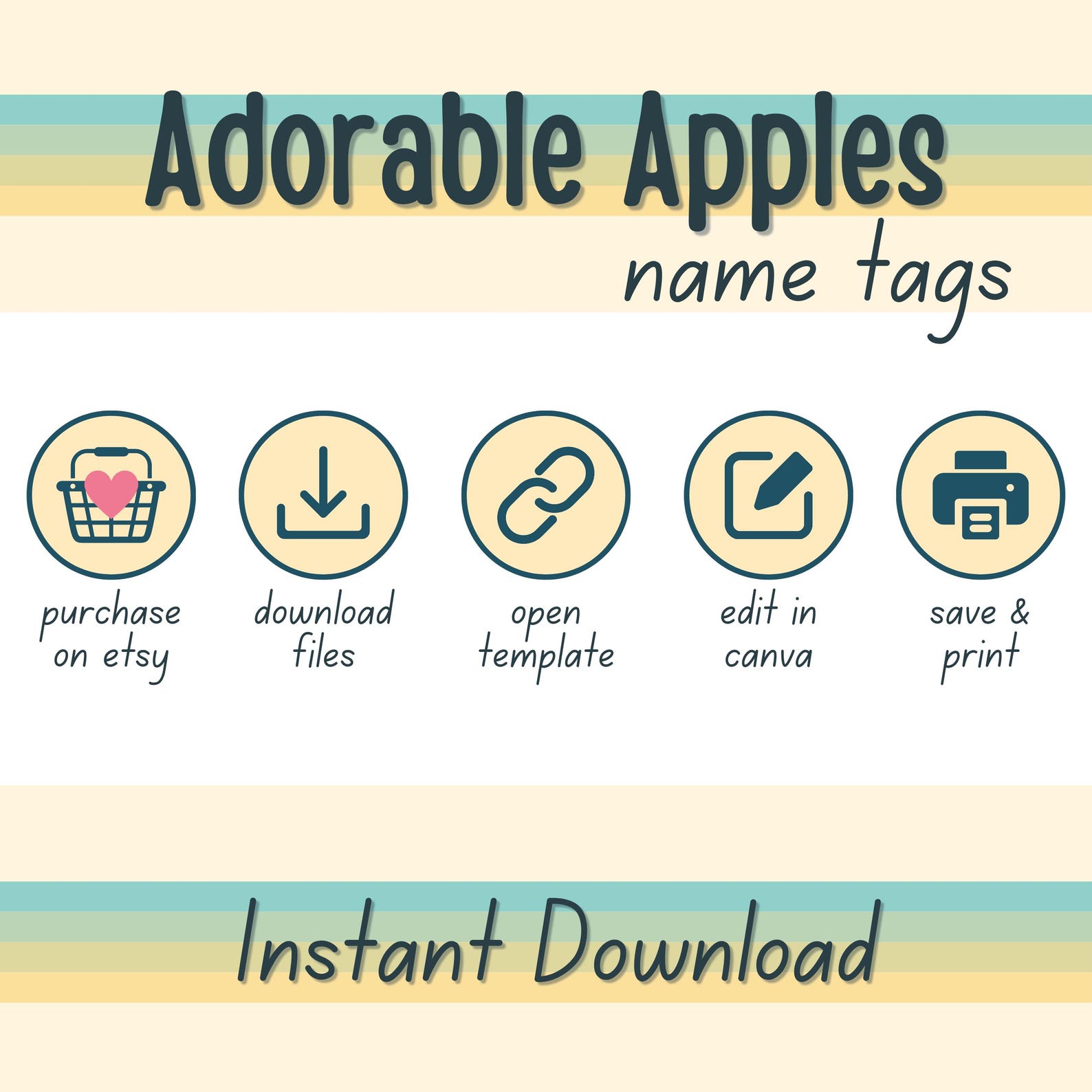 Cute Apples Classroom Name Tags, Editable Canva Template, Printable ...
