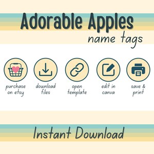 Cute Apples Classroom Name Tags, Editable Canva Template, Printable ...