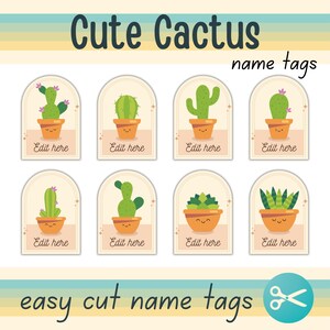 Cactus and Succulents Classroom Name Tags, Editable Canva Template ...