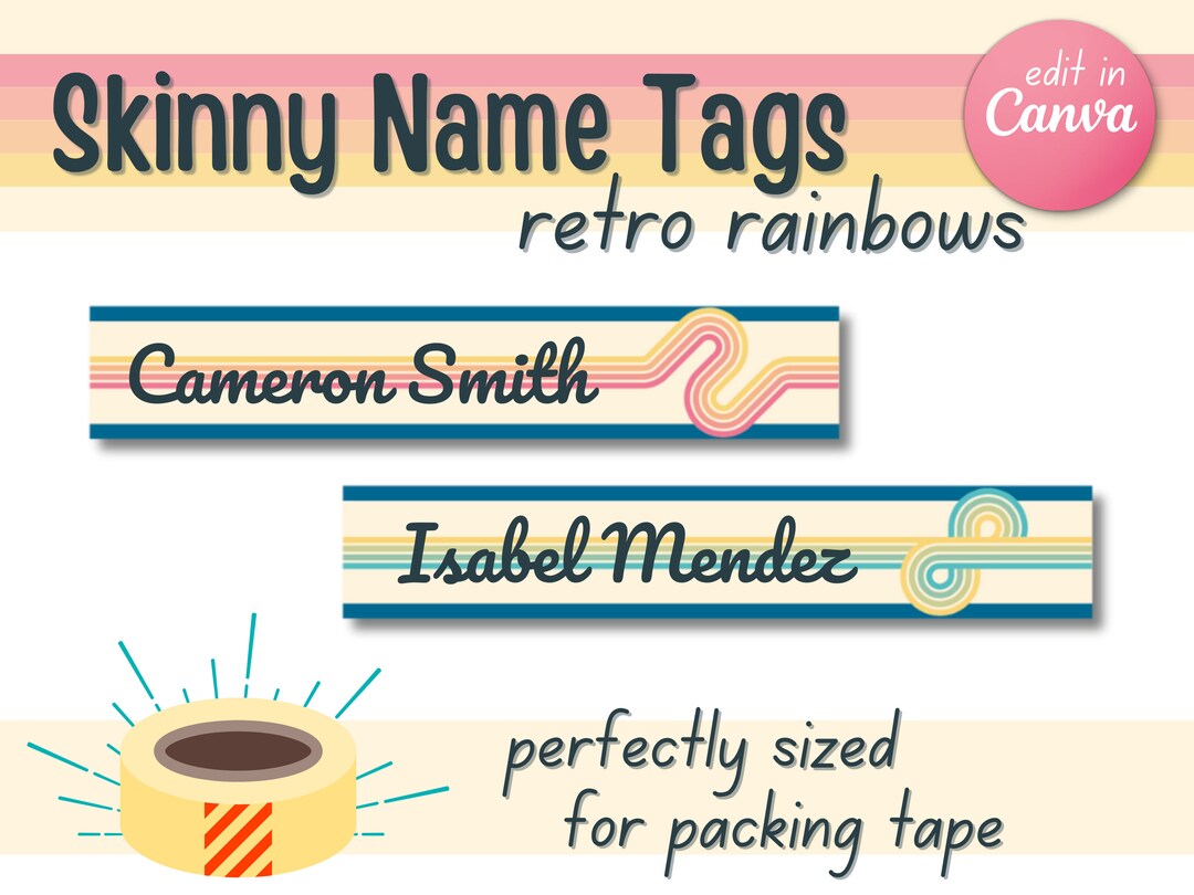 Rainbows Classroom Name Tags, Editable Canva Template, Printable ...