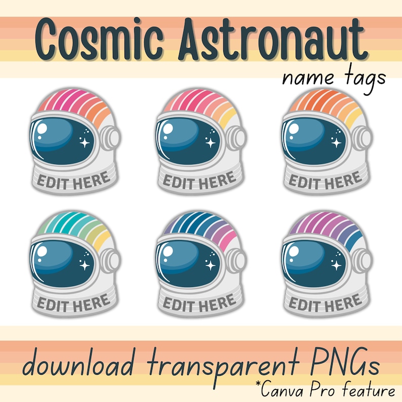 Astronaut Classroom Name Tags, Editable Canva Template, Printable ...