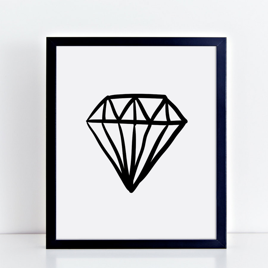 Abstract Diamond, Printable Wall Art, Diamond Outline, Modern ...