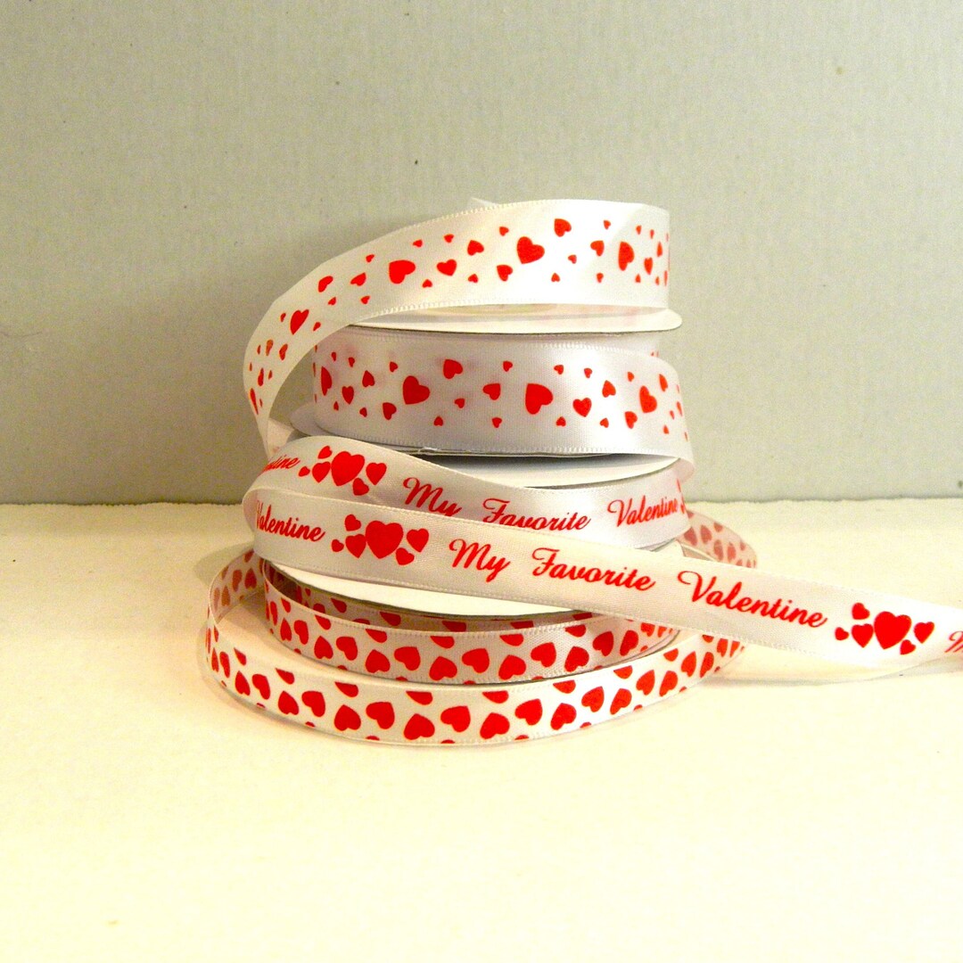 Valentines Heart Ribbon, Be My Valentines Ribbon, Heart Ribbon, Red ...