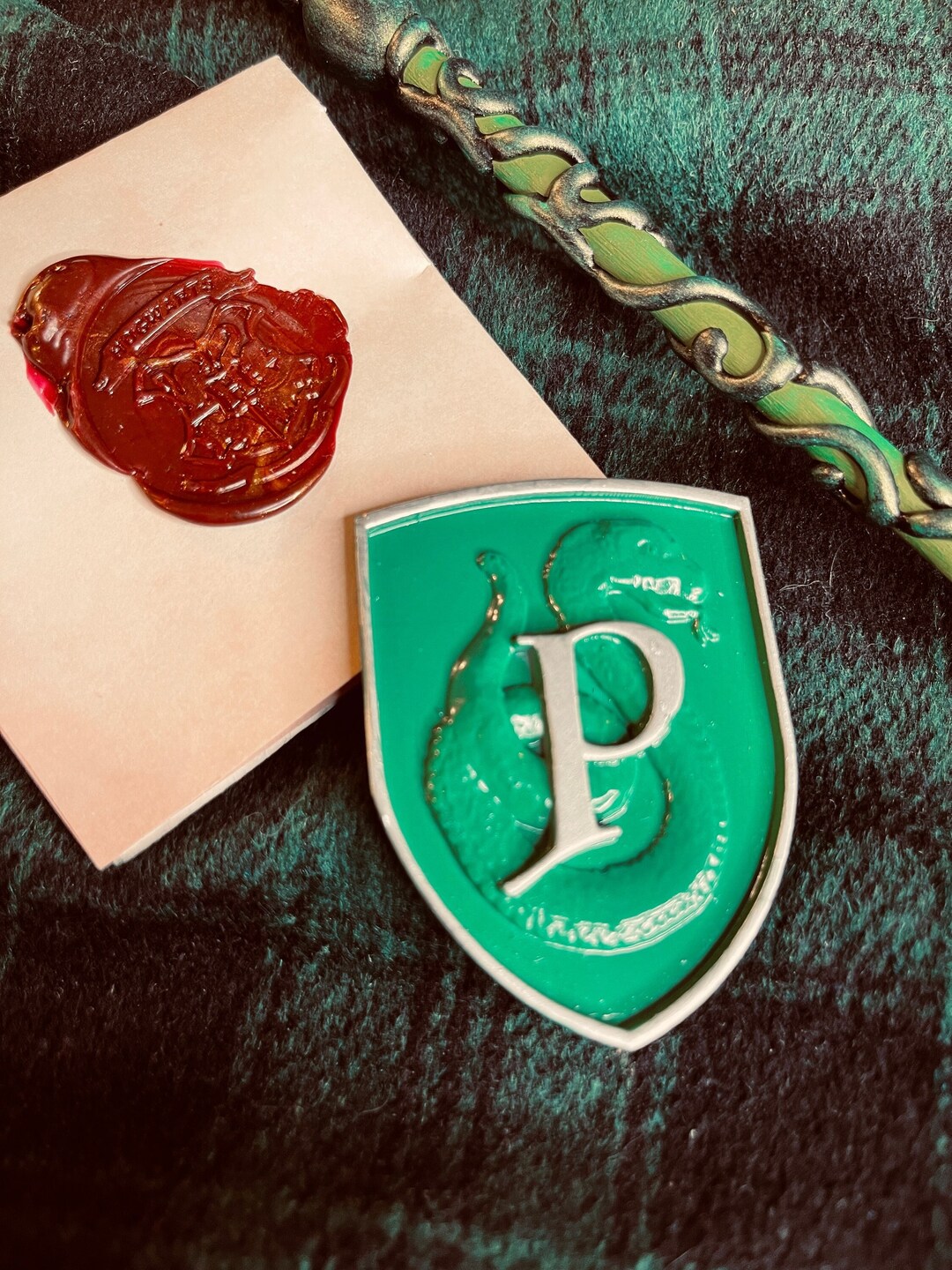Hand-painted Snake Prefect Badge: Wizarding House Crest Pin - Etsy