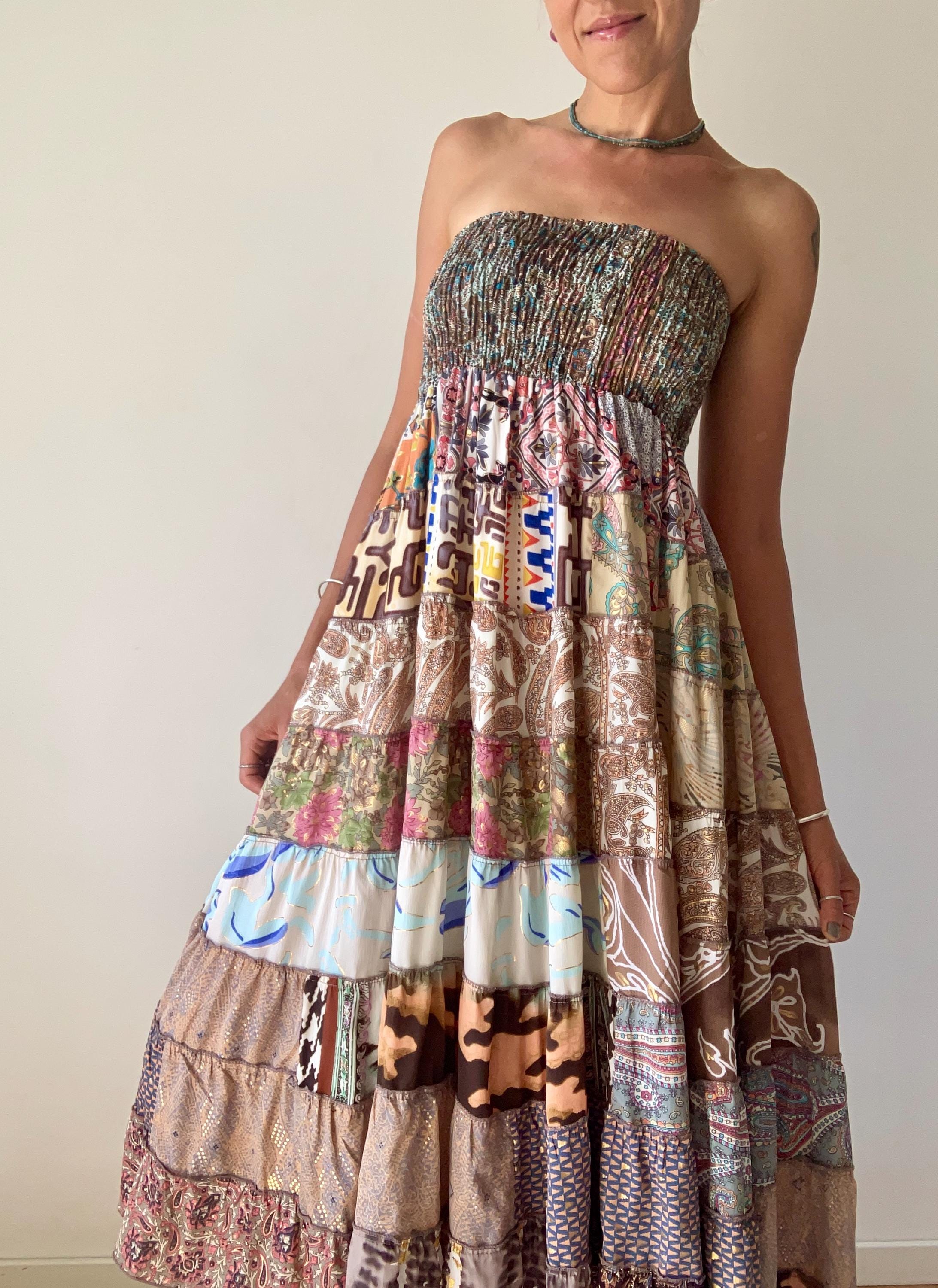 Backless Sundress Wide Loose Floaty Tiered Silky Dress Holiday Slip ...