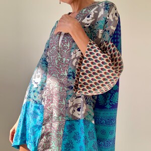 Patchwork Silk Top Hippie Plus Size Shirt for Party and Festivals ...