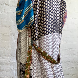 Silk Duster Coat Patchwork Daily Robe Morning Gown House Coat Colourful ...