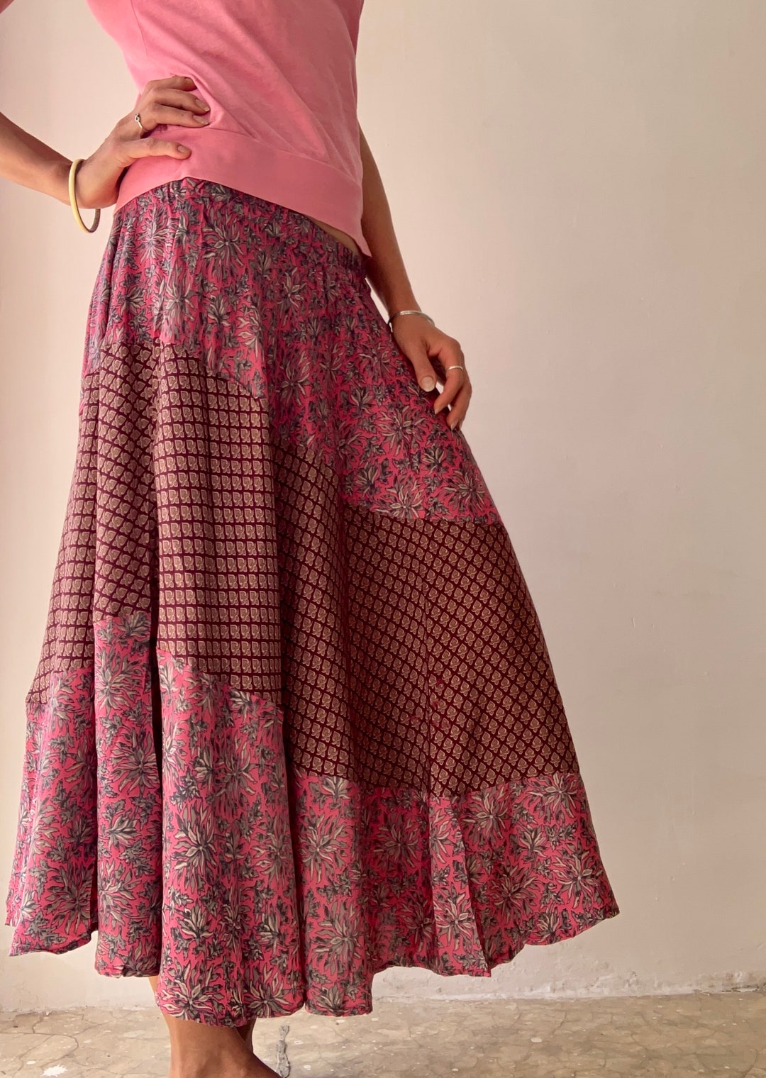 Colorful Circle Skirt Long Floaty Lined Patchwork Maxi Skirt Comfy ...