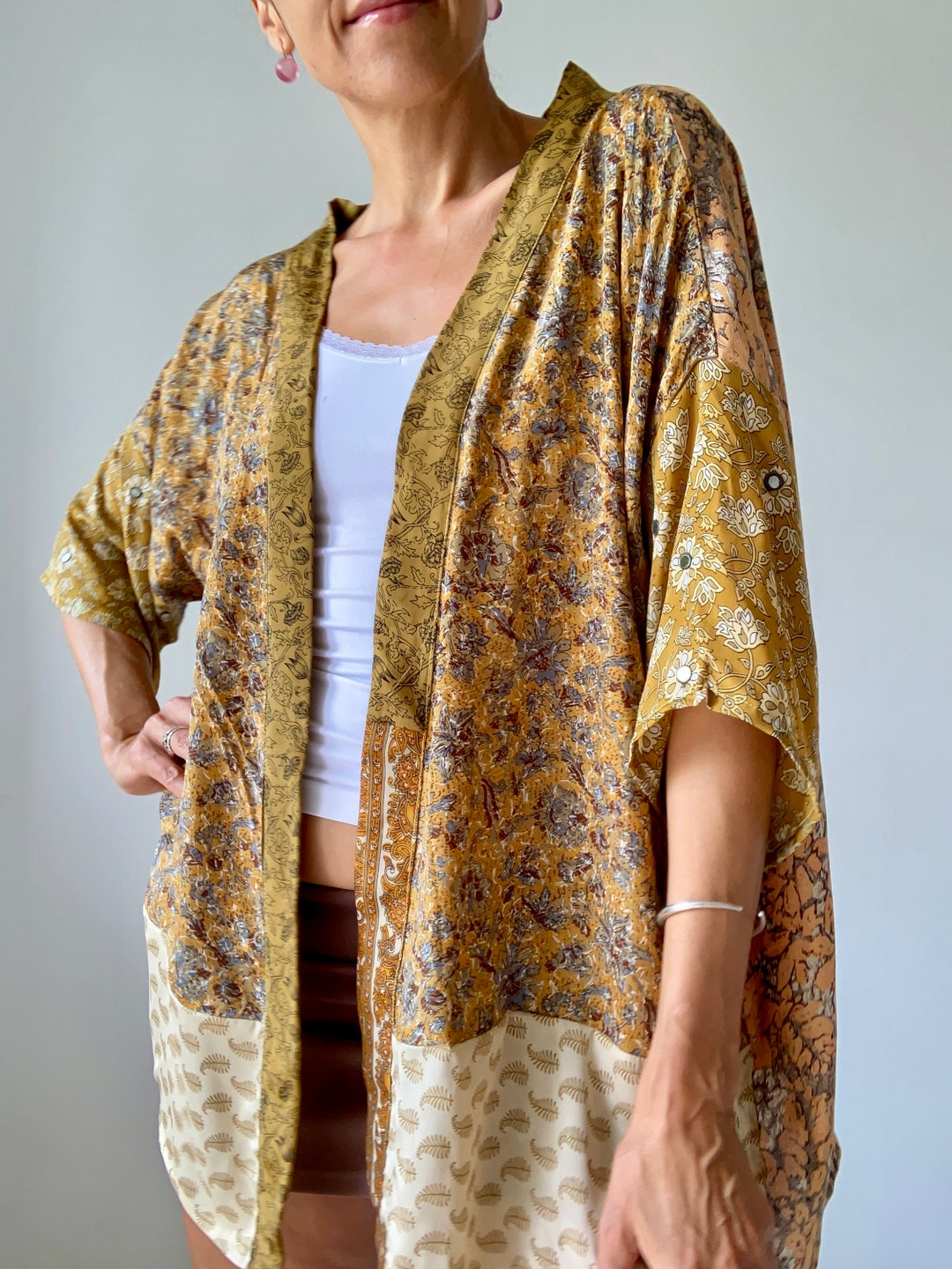 Patchwork Funky Shirt Boho Hippie Oversized Topper Colorful Free Size ...