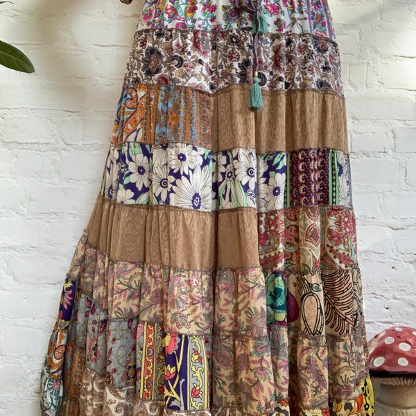 Long Patchwork Skirt - Etsy