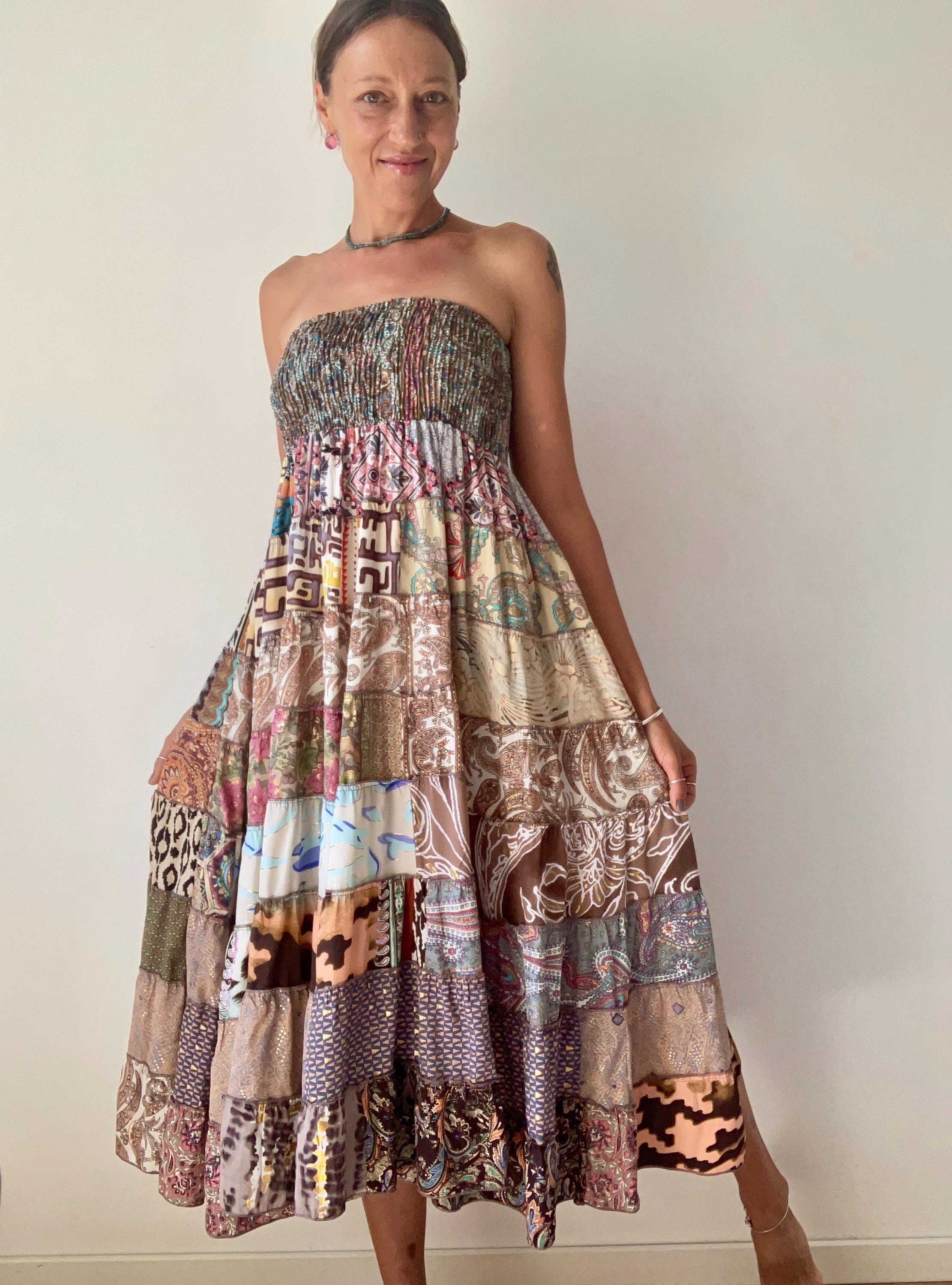 Backless Sundress Wide Loose Floaty Tiered Silky Dress Holiday Slip ...