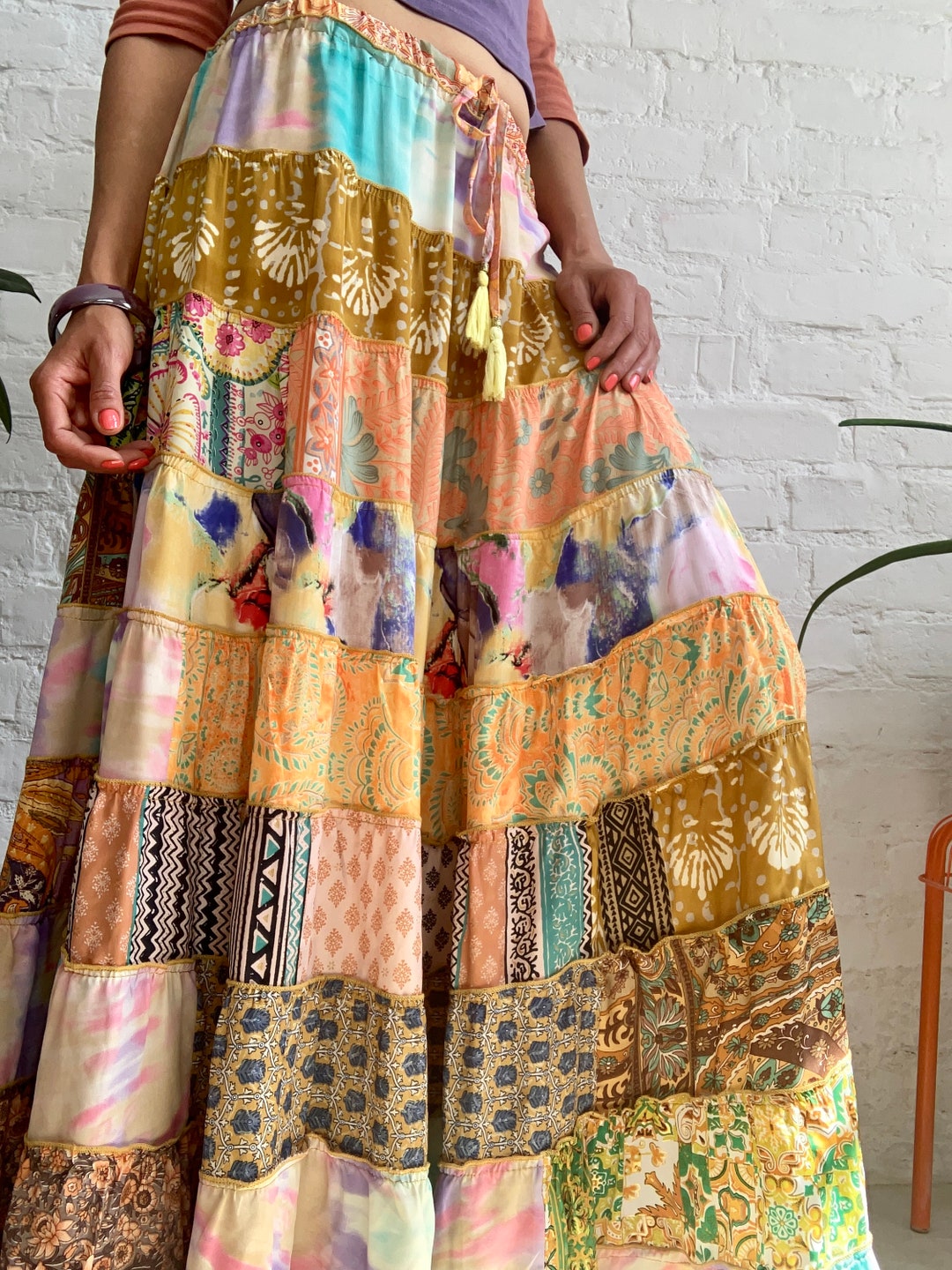 Patchwork Skirt Upcycled Shabby Chic Long Floaty Skirt Fairy - Etsy