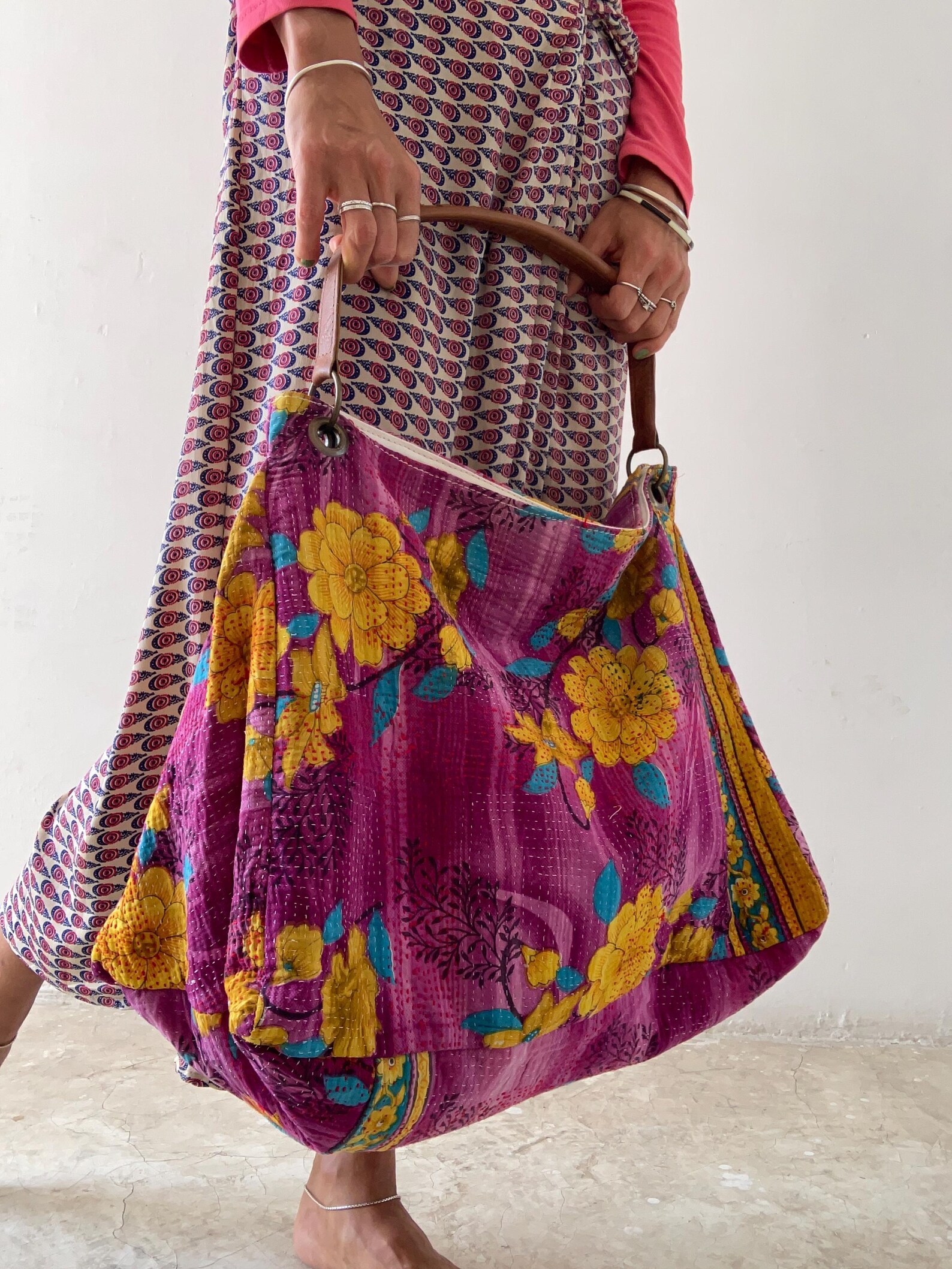 Vintage Daily Use Handbag Retro Colorful Shoulder Bag Weekender Bag ...