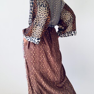 Patchwork Floor Length Robe Wrap Tie Kimono Silky Duster Trendy Boho ...