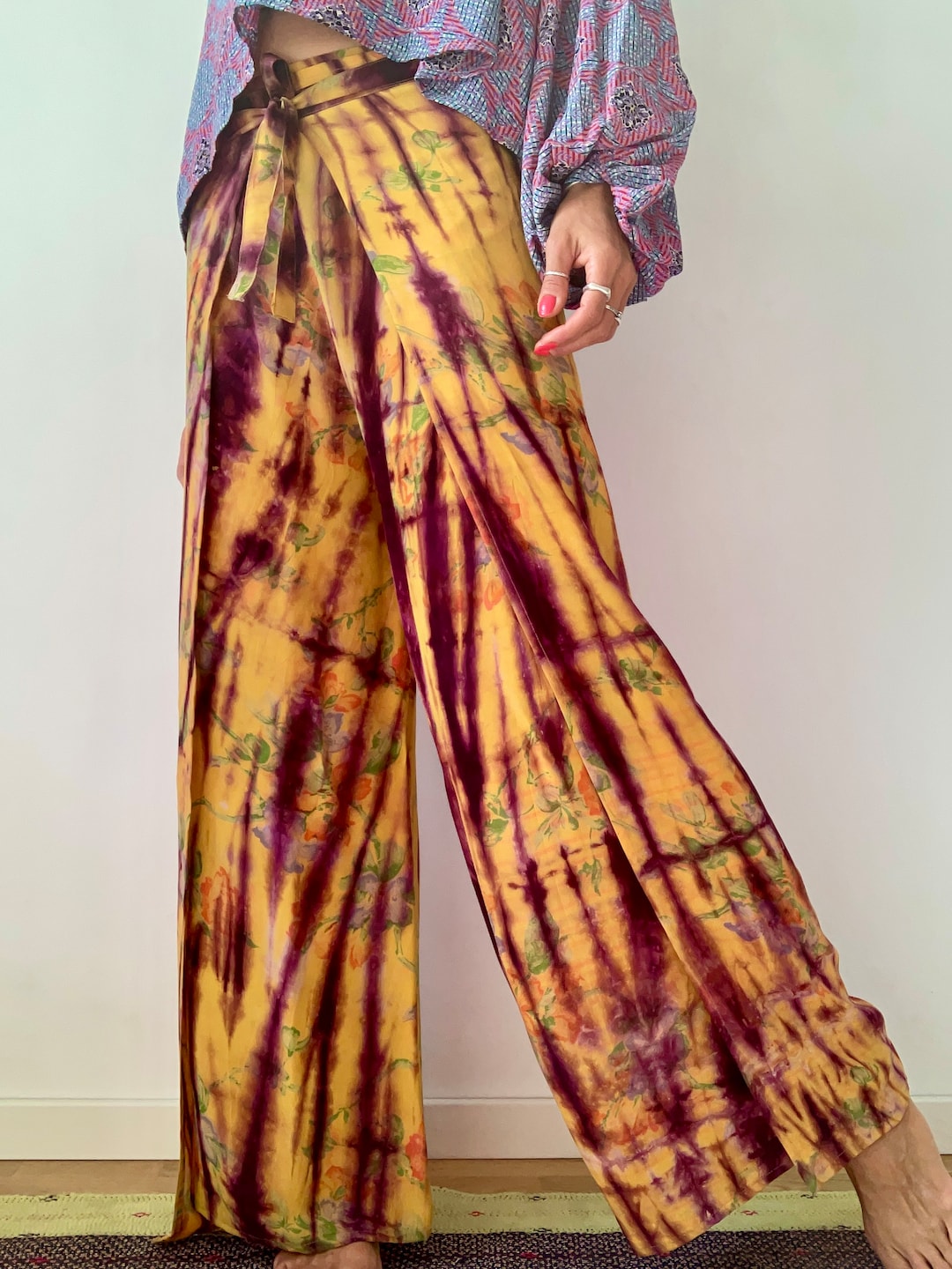 Chinese Style Pants Asian Design Trousers Free Size Loose Pants Extra ...