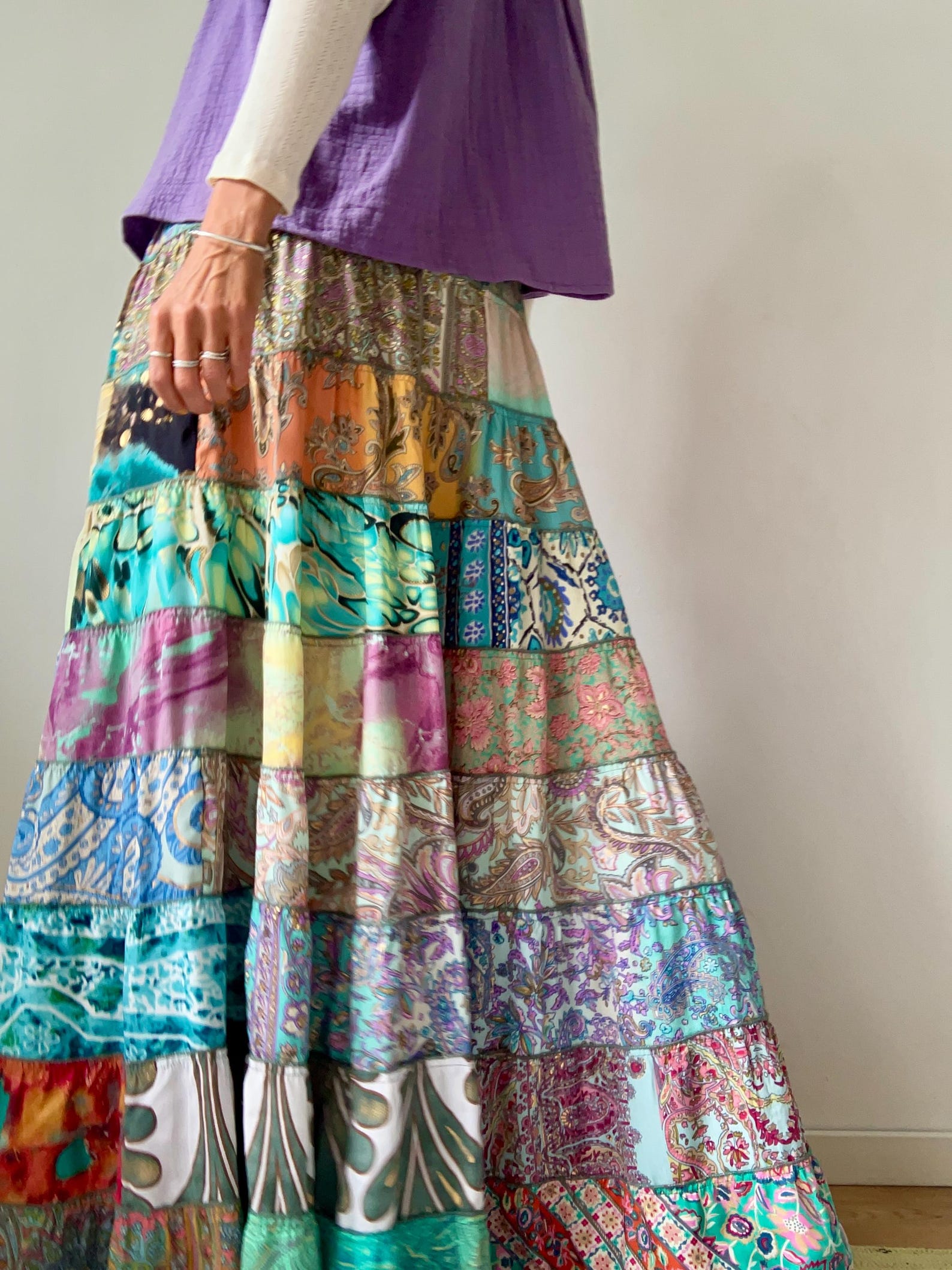 Colorful Circle Skirt Long Floaty Lined Patchwork Maxi Skirt Comfy ...