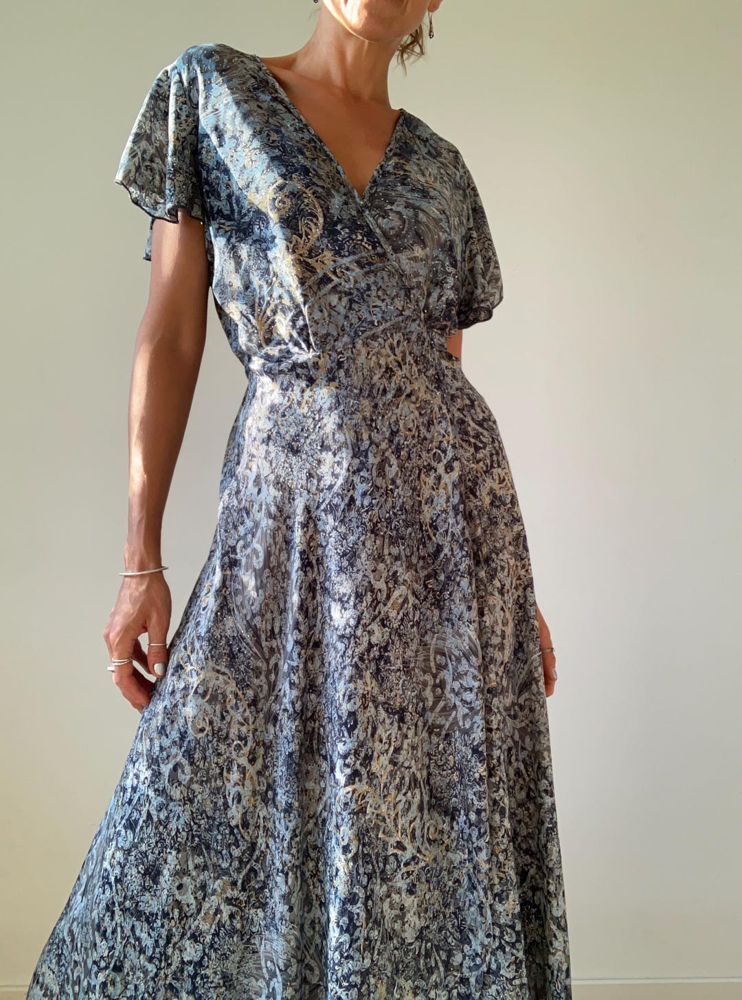 Long Apron-style Dress With Bell Sleeve Casual Wrap Dress for Daily ...