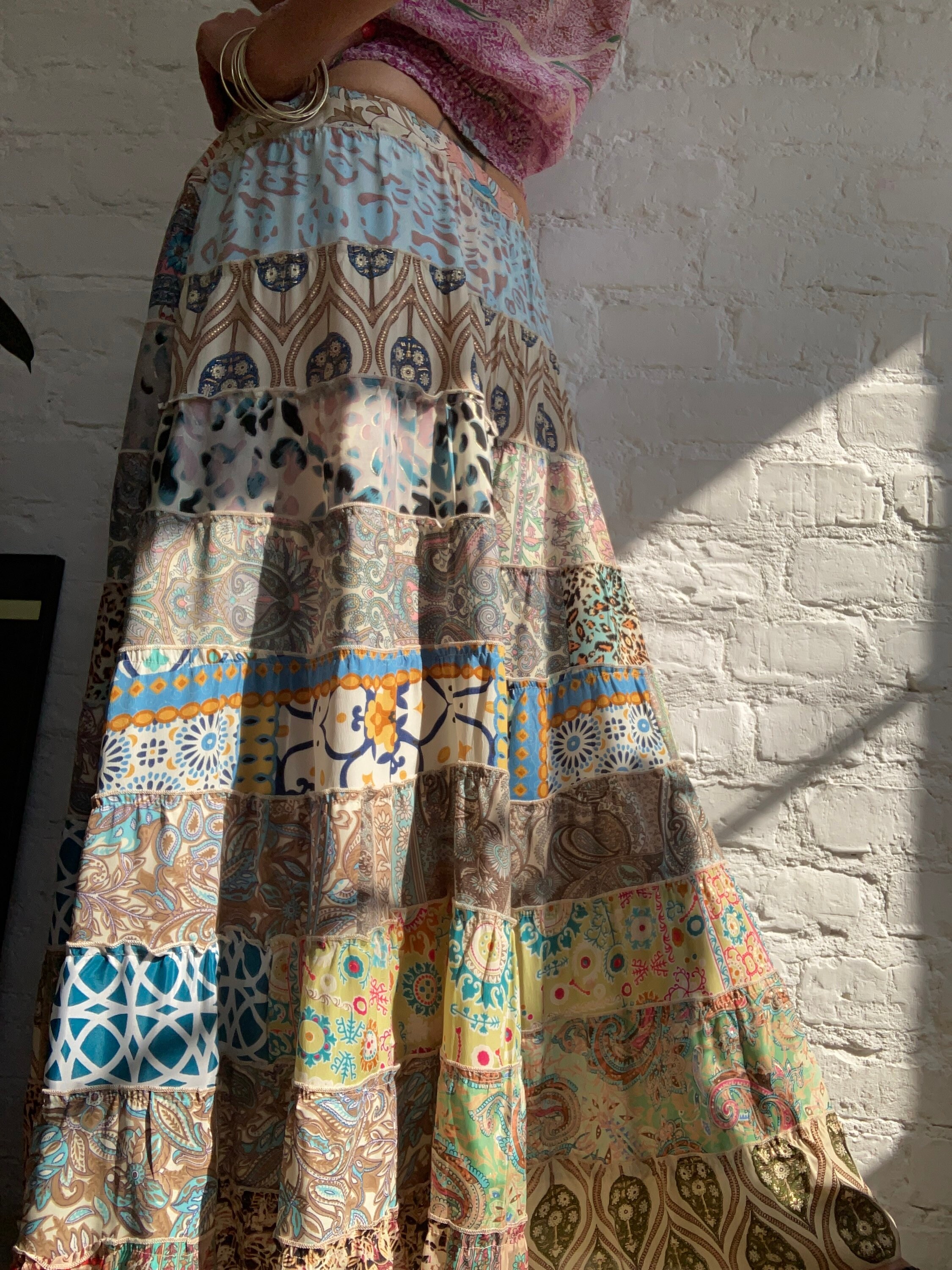 Fairy Core Skirt Cottage Core Maxi Skirt Hippie Chic Patchwork - Etsy