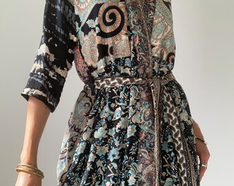 Pastel Patchwork Robe Wrap Tie Boho Coat Long Beach Cover up - Etsy