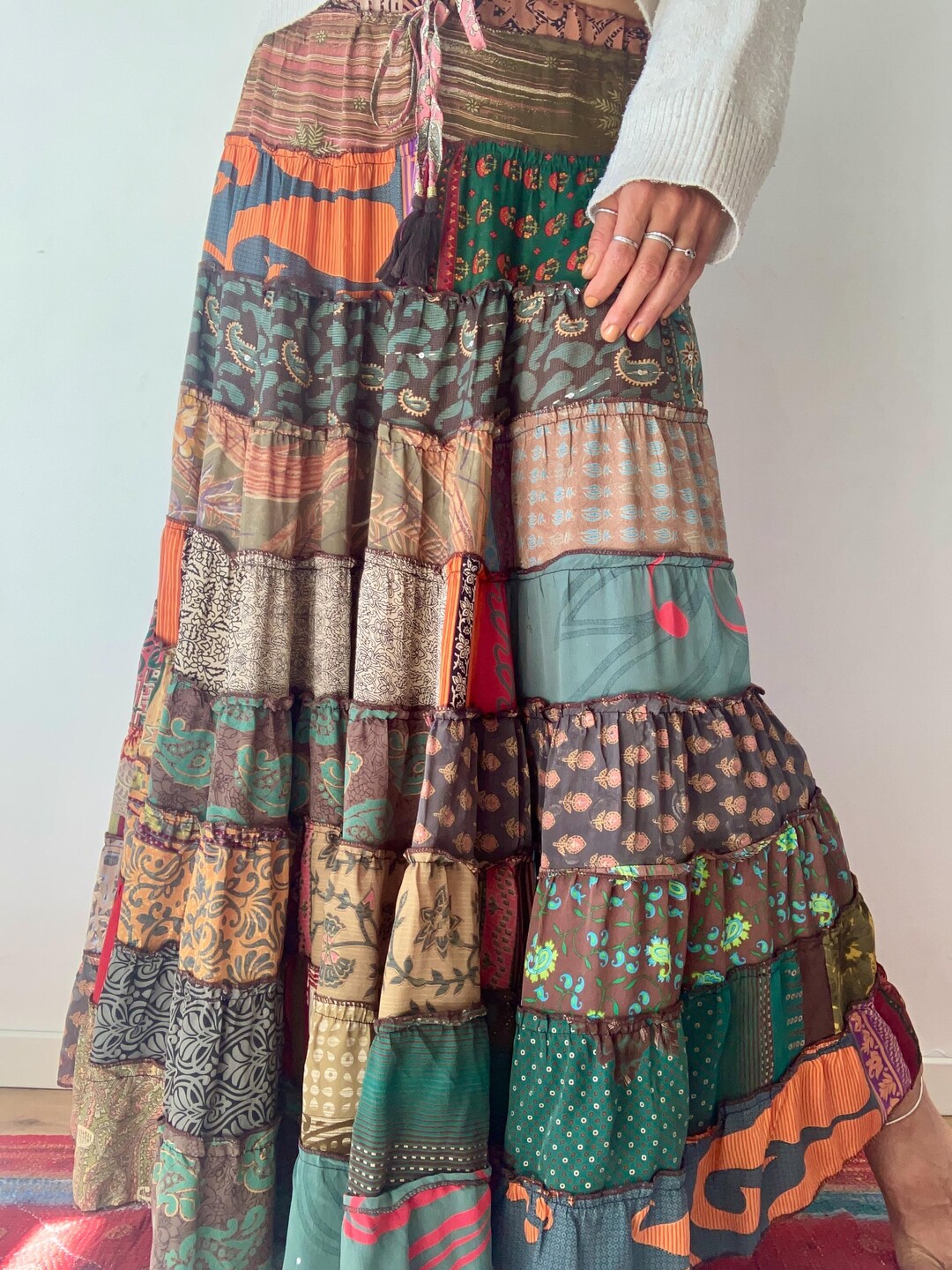 Patchwork Skirt Upcycled Shabby Chic Long Floaty Skirt Fairy Core ...