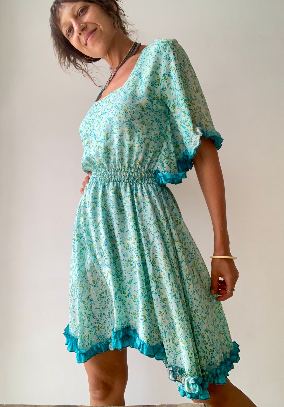 Frilled Frock Dress Petite Silk Ditsy Floral Party Ocassion Night Out ...