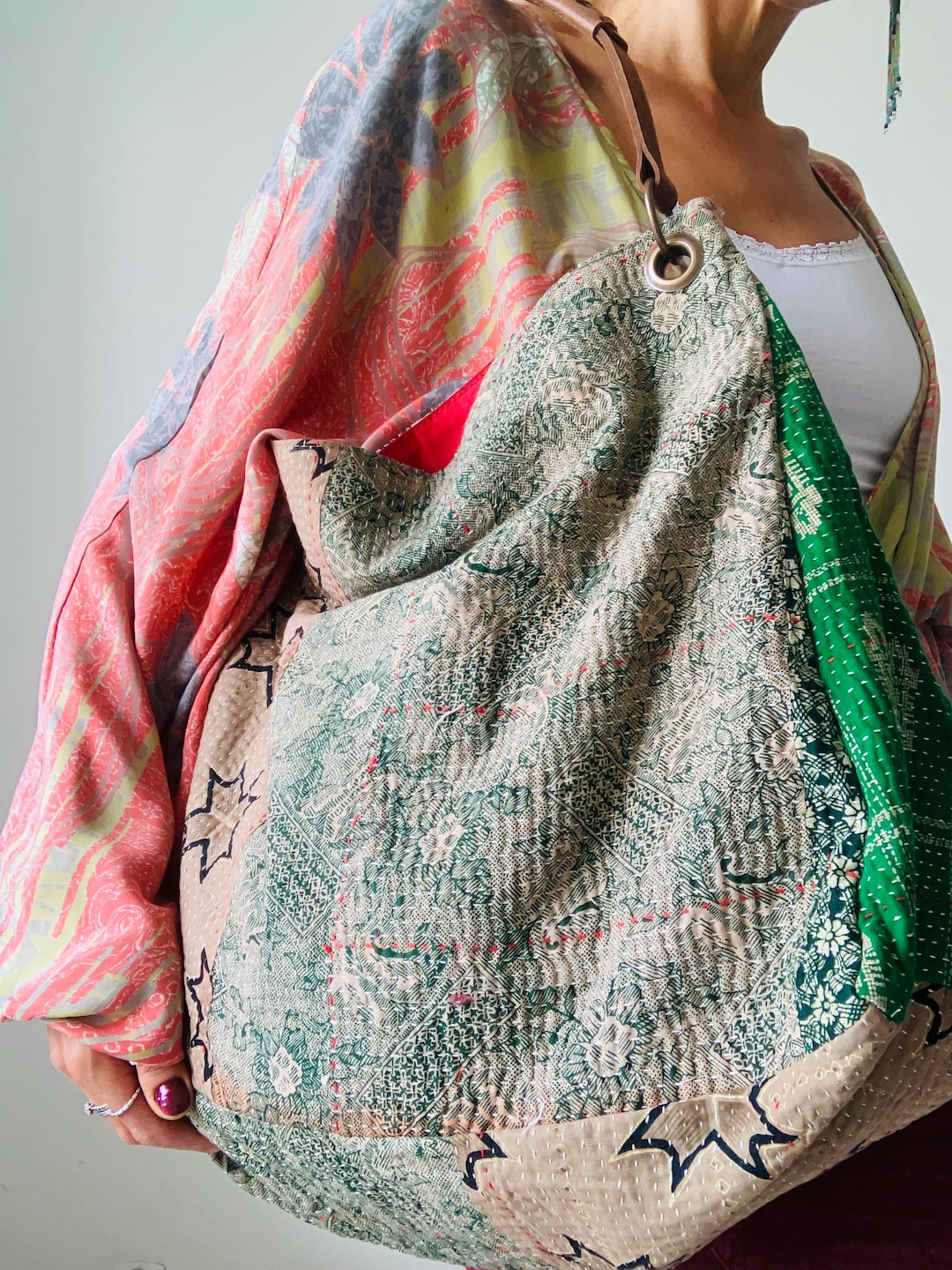 Kantha Shoulder Bag Vintage Large Soft Lightweight Boho Patchwork Bag ...