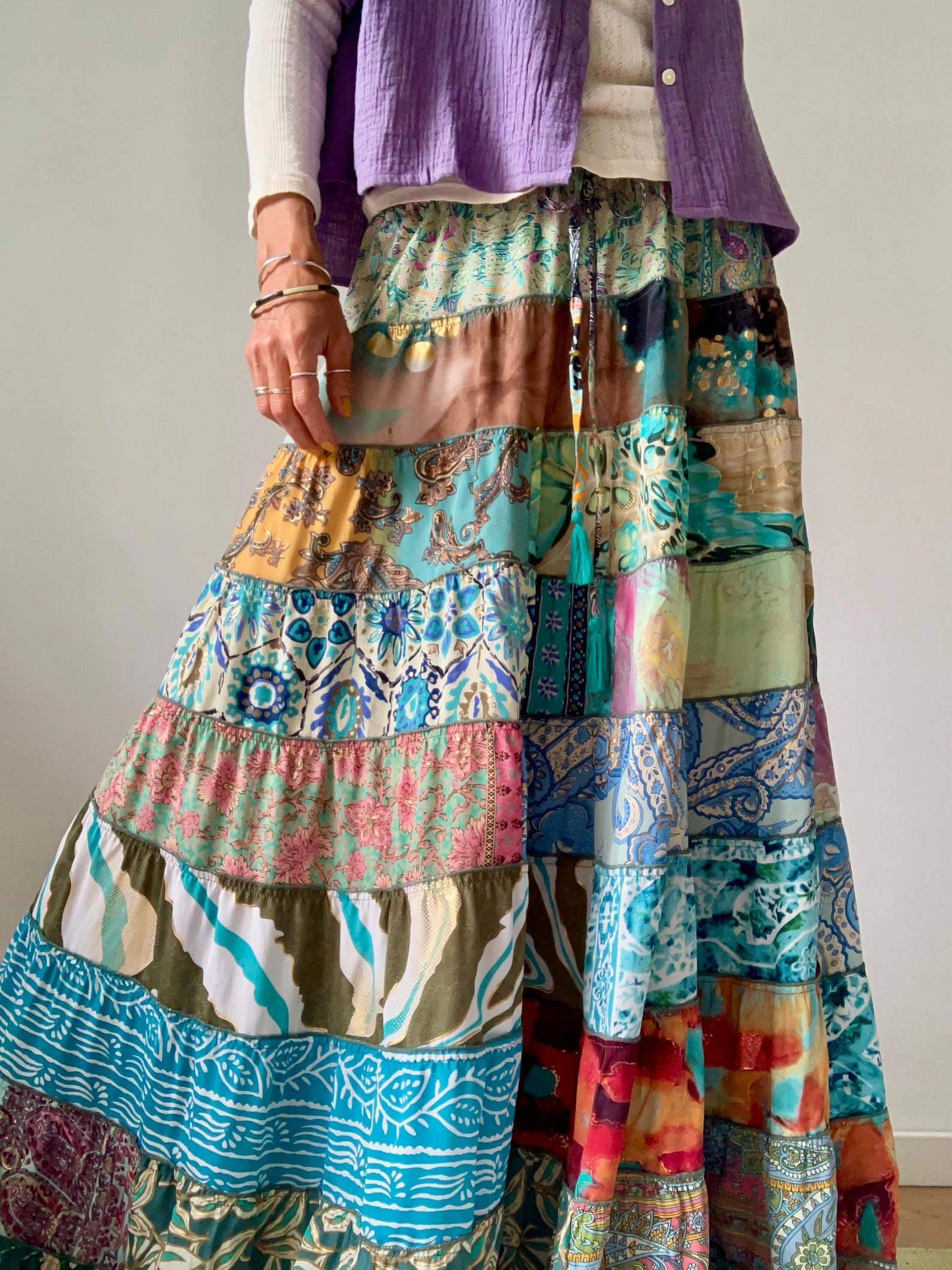 Colorful Circle Skirt Long Floaty Lined Patchwork Maxi Skirt Comfy ...