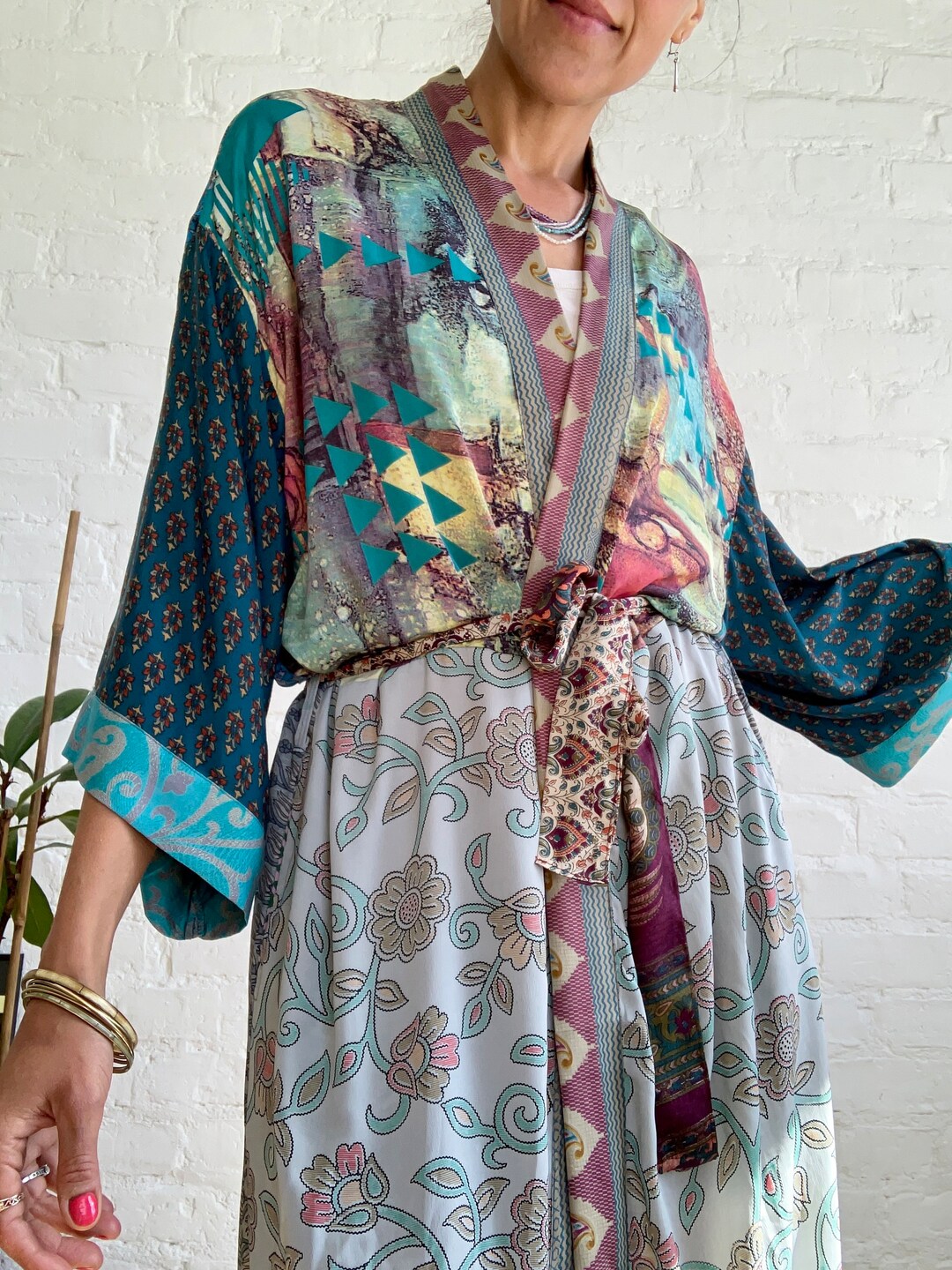 Patchwork Kimono Robe Long Free Size Duster Topper Daily Over - Etsy
