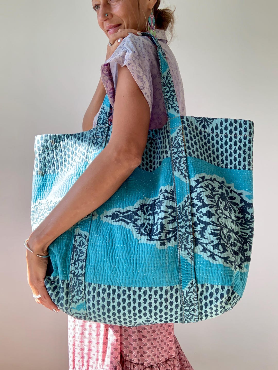 Vintage Shoulder Bag Large Daily Use Tote Weekender Duffel Big Comfy ...