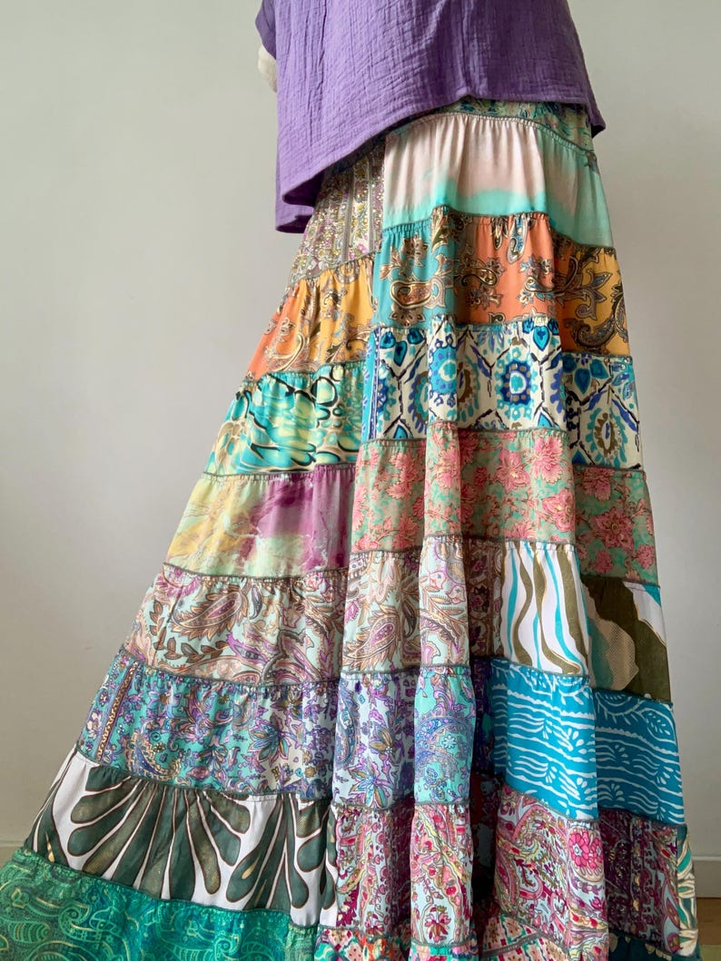 Colorful Circle Skirt Long Floaty Lined Patchwork Maxi Skirt Comfy ...
